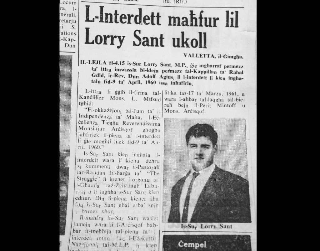 L-Interdett jinħafer ukoll lill- Lorry Sant - talk.mt